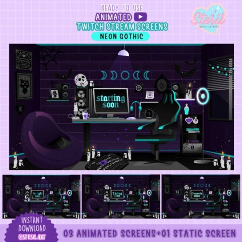 Twitch Stream Screens / Neon Gothic Theme / Esoteric / Magic ...