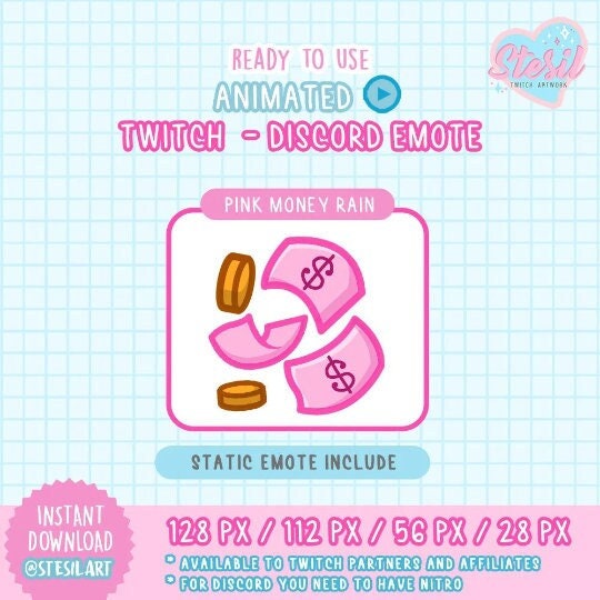 ANIMATED Twitch and Discord Emote / Money Rain / Pink Color / Dollar ...