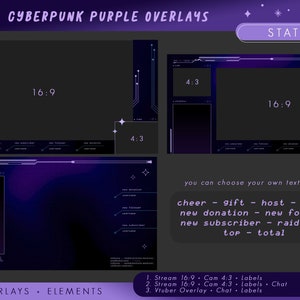ANIMATED Twitch Stream Package / Cyber Punk Purple Theme / Overlays ...