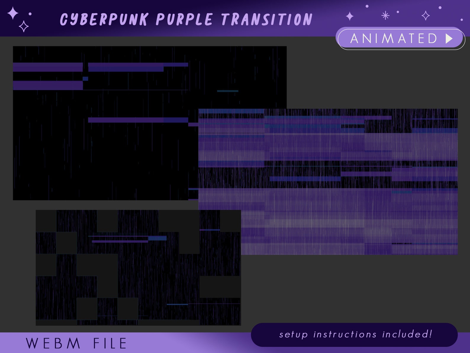 ANIMATED Twitch Stream Package / Cyber Punk Purple Theme / Overlays ...