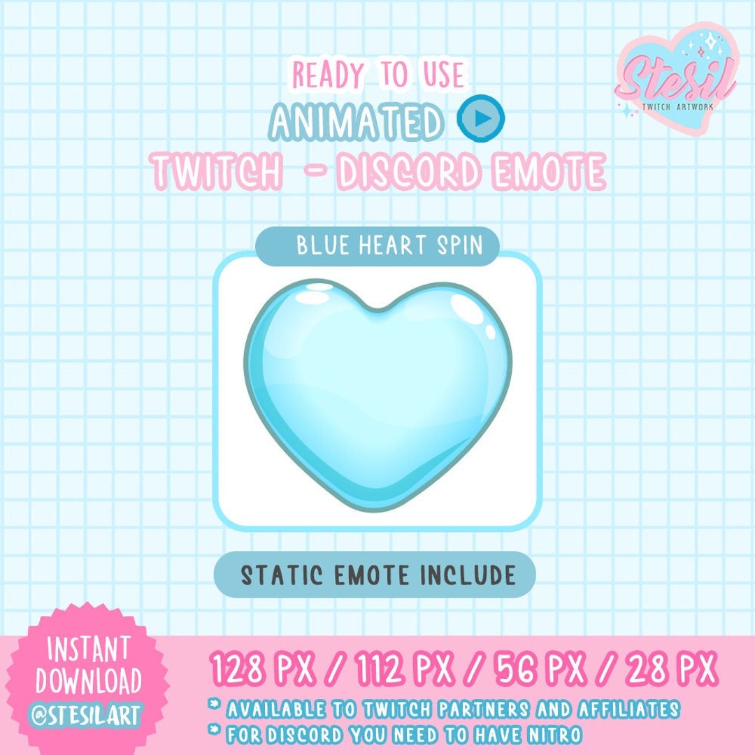ANIMATED Twitch and Discord Emote / HEART Spin / Blue Color Valentine's ...