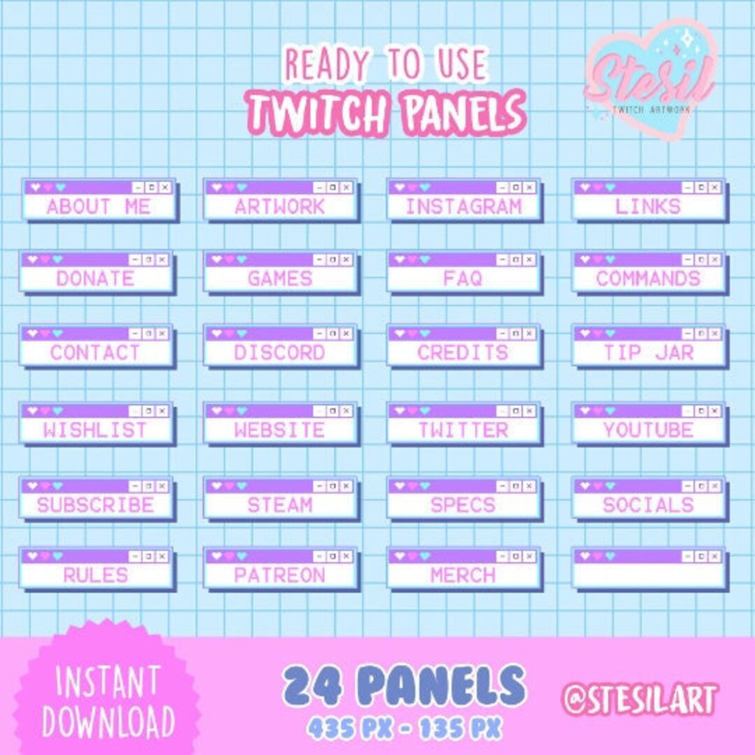 Twitch Panels / Chat / Aesthetic / Pixel / Kawaii / Vintage / Streamer ...