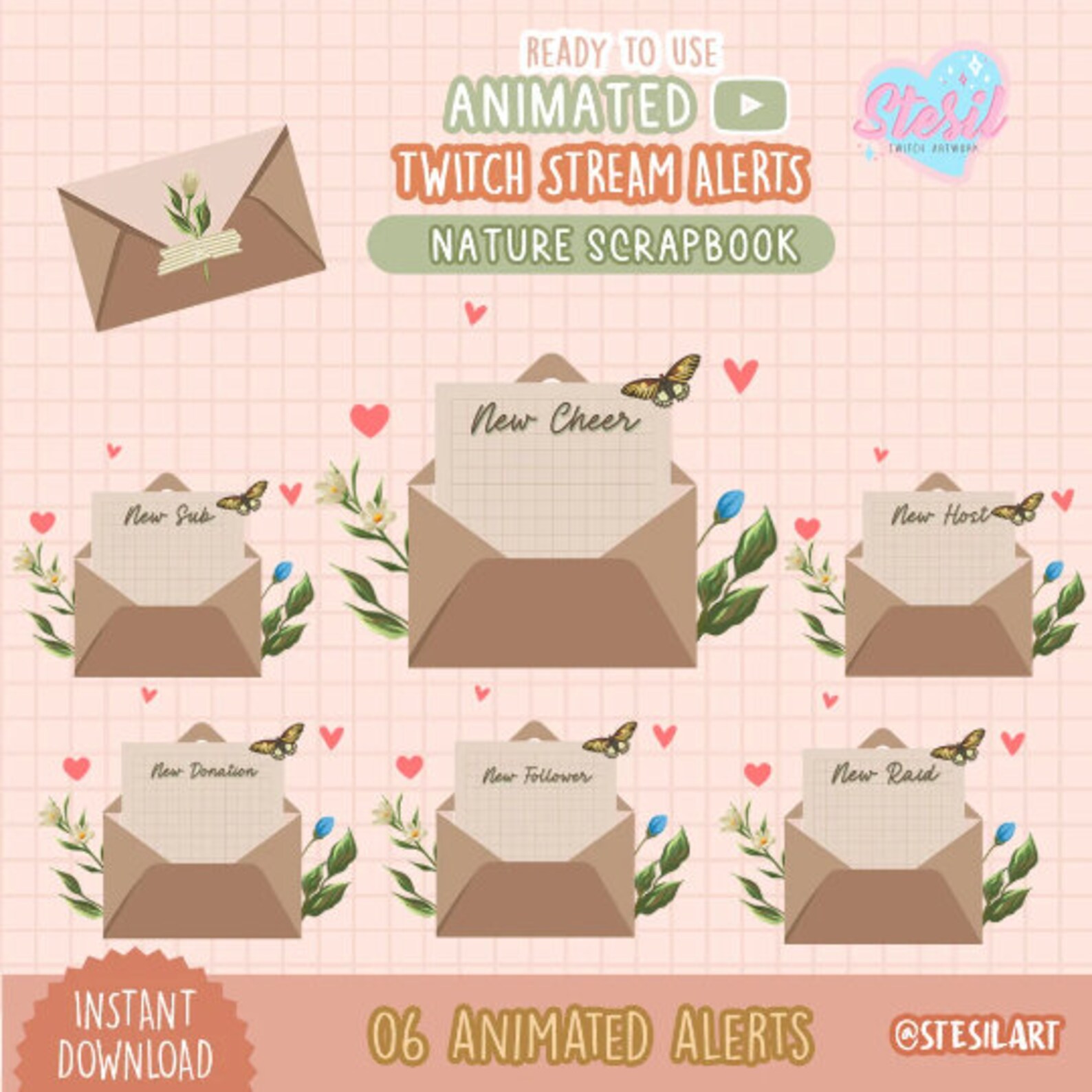 ANIMATED Twitch Stream Package / Nature Scrapbook Theme / Cottagecore ...