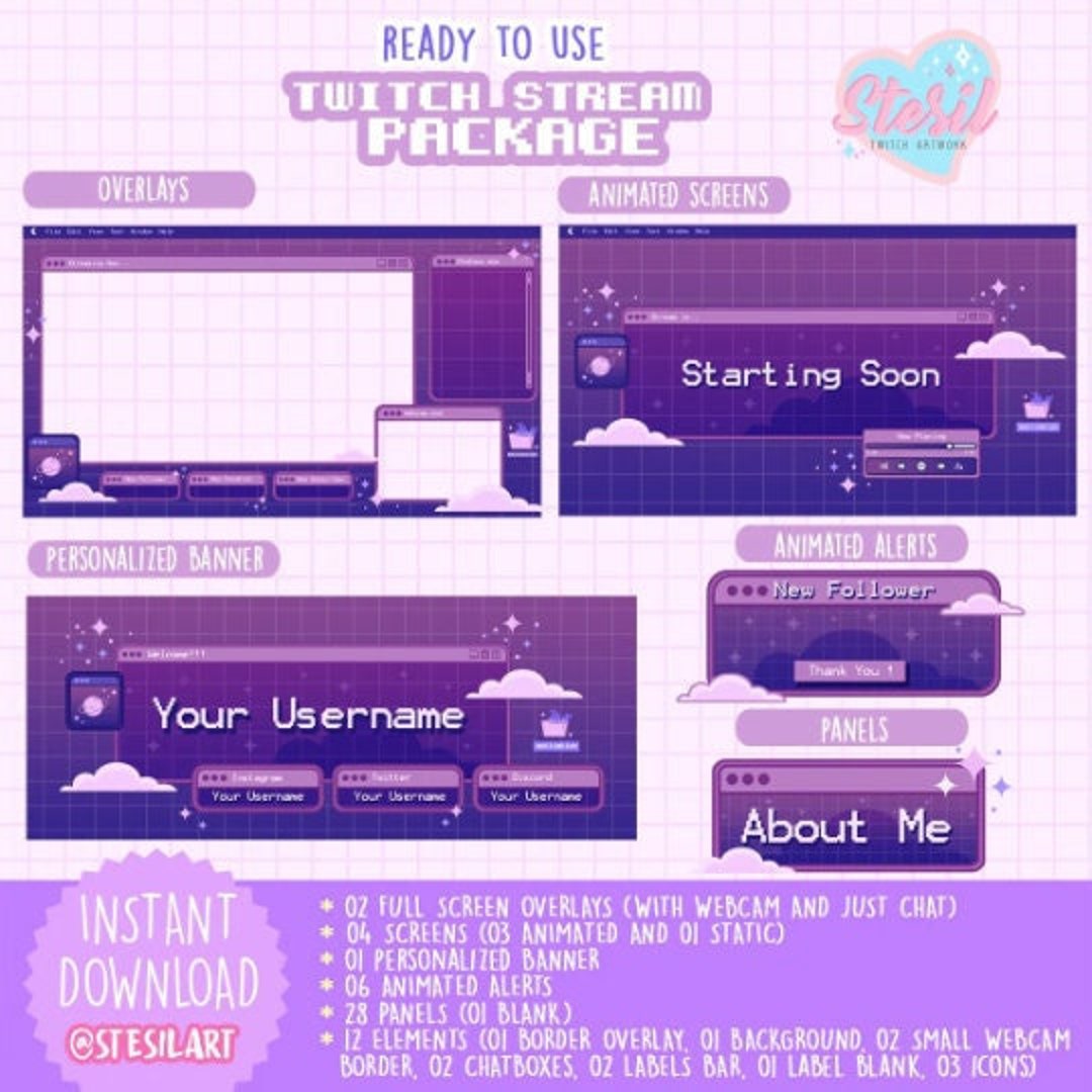 ANIMATED Twitch Stream Package / Cute and Aesthetic Dream Night Sky ...
