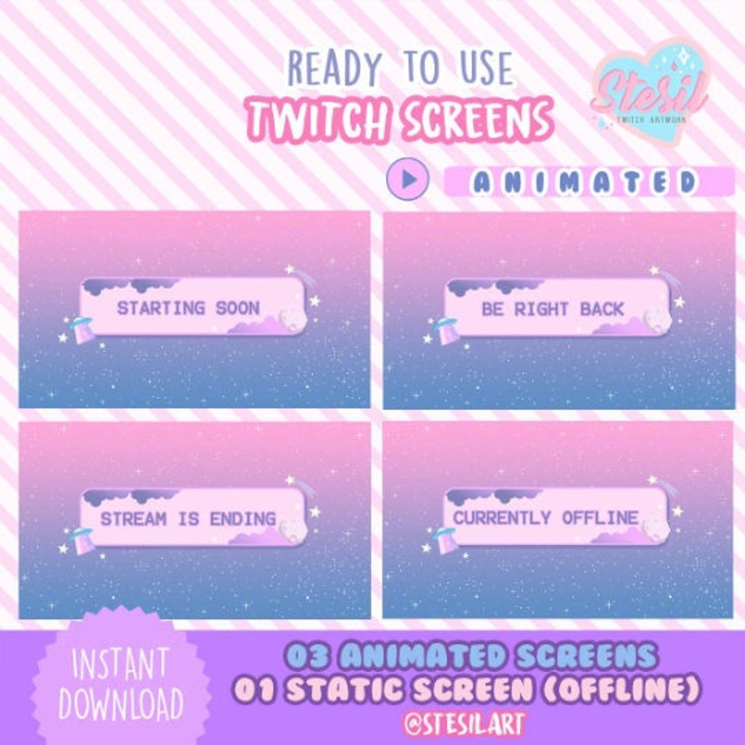 Animated Twitch Screens / PASTEL GALAXY/ Kawaii / Streamer / Starting ...