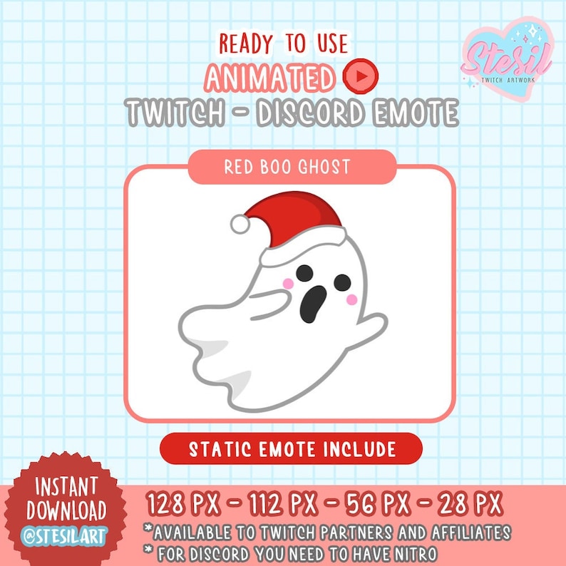 01 ANIMATED Twitch and Discord Emote / Red Boo Ghost / Spooky / Xmas ...