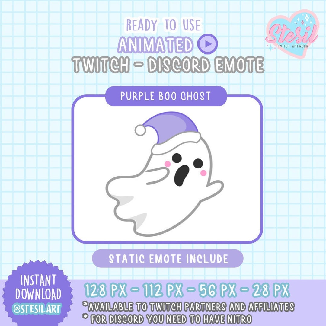 01 ANIMATED Twitch and Discord Emote / Purple Boo Ghost / Spooky / Xmas ...