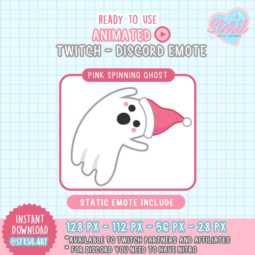 01 ANIMATED Twitch and Discord Emote / Pink Spinning Ghost / Spooky ...