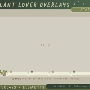 05 Twitch Overlays and 11 Elements / Plant Lover Theme / Overlays ...