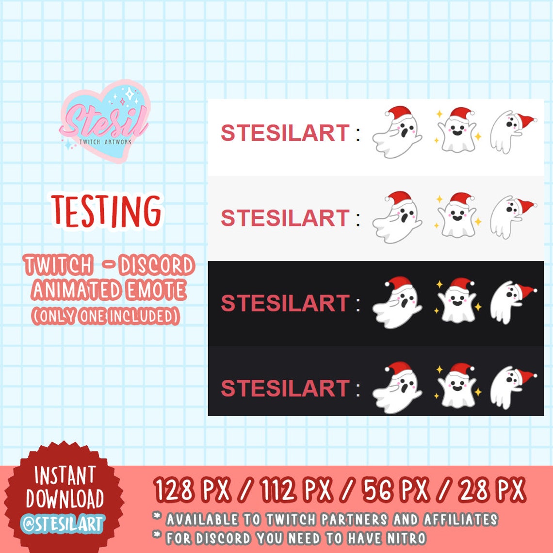 01 ANIMATED Twitch and Discord Emote / Red Boo Ghost / Spooky / Xmas ...
