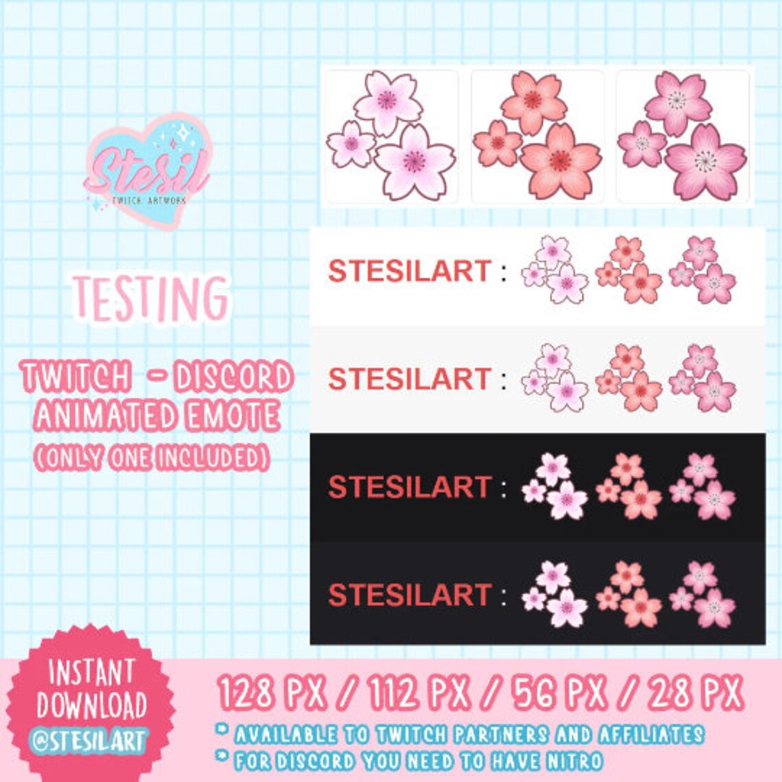 ANIMATED Twitch and Discord Emote / Cherry Blossom / Red Color / Flower ...