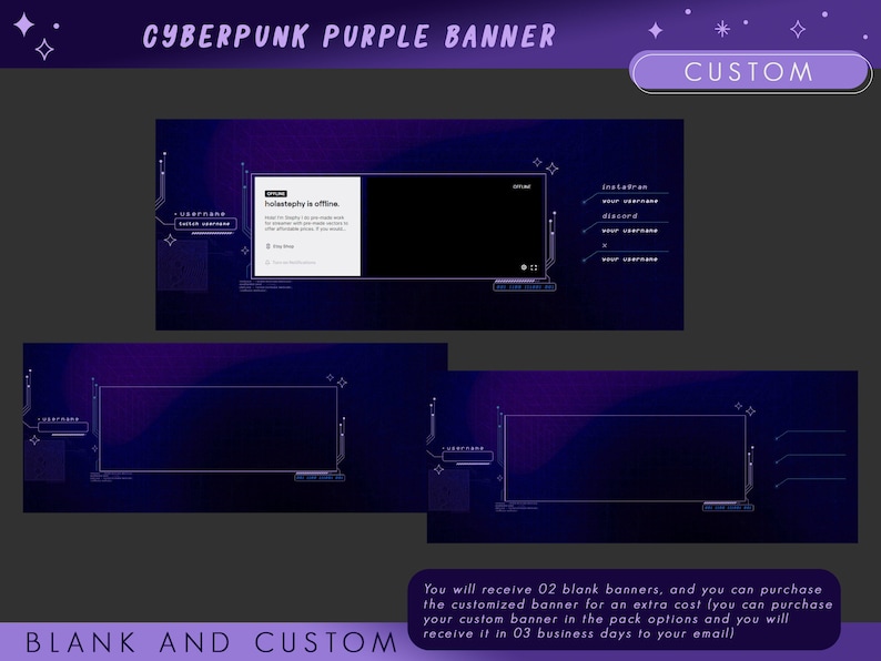 ANIMATED Twitch Stream Package / Cyber Punk Purple Theme / Overlays ...