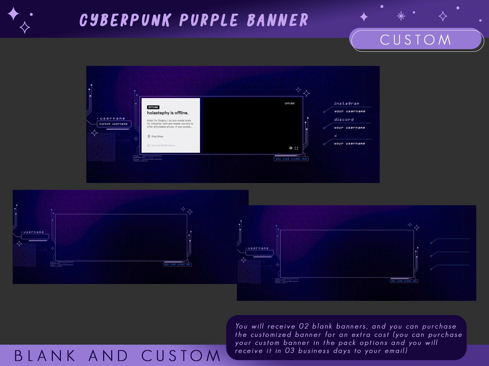 ANIMATED Twitch Stream Package / Cyber Punk Purple Theme / Overlays ...