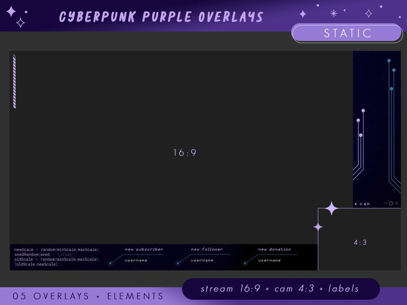 ANIMATED Twitch Stream Package / Cyber Punk Purple Theme / Overlays ...