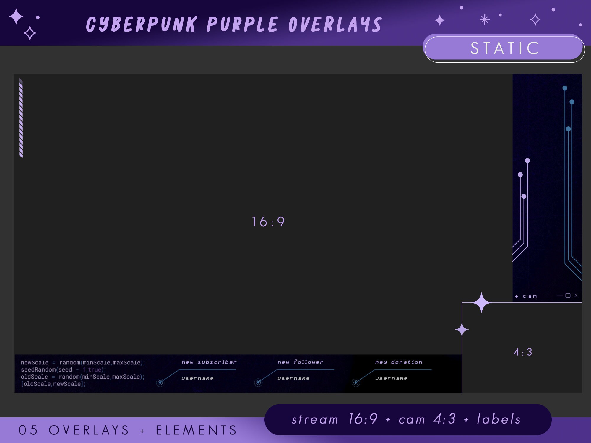 ANIMATED Twitch Stream Package / Cyber Punk Purple Theme / Overlays ...