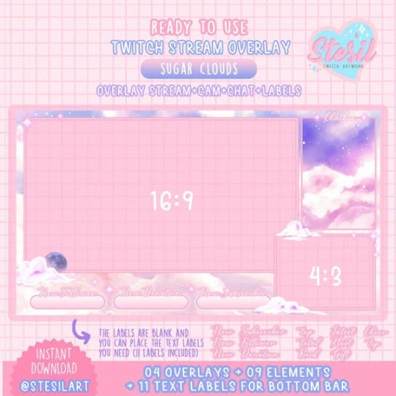 04 Twitch Overlay Elements / Sugar Clouds Theme / Sky / - Etsy Australia