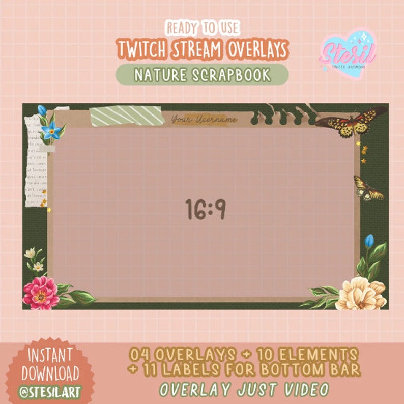 ANIMATED Twitch Stream Package / Nature Scrapbook Theme / Cottagecore ...