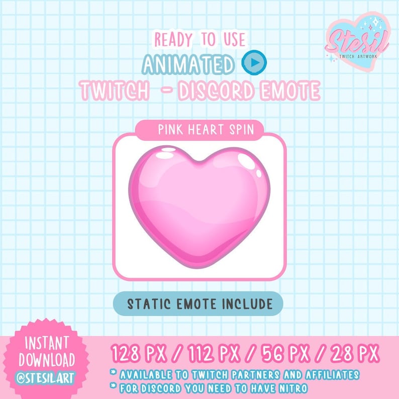 ANIMATED Twitch and Discord Emote / HEART Spin / Pink Color Valentine's ...