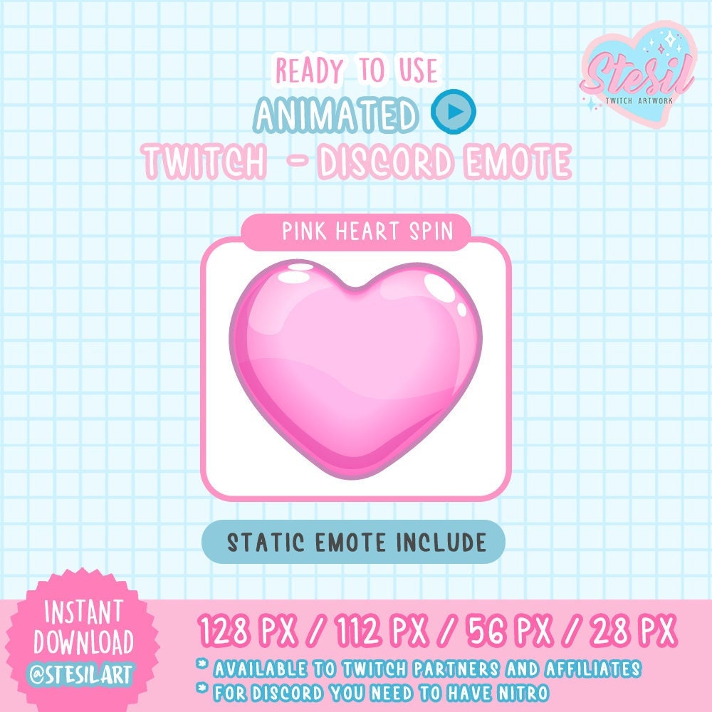 ANIMATED Twitch and Discord Emote / HEART Spin / Pink Color Valentine's ...
