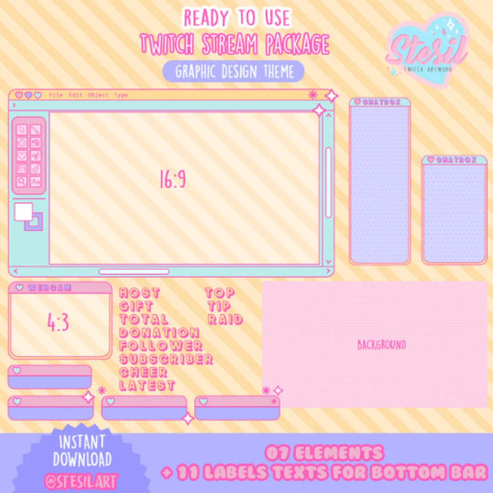 ANIMATED Twitch Stream Package / Graphic Design Theme / Aesthetics ...