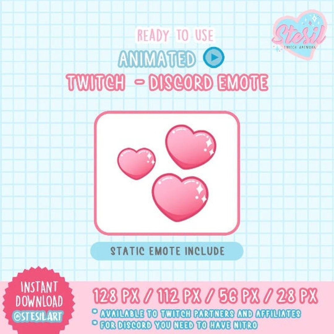 ANIMATED Twitch and Discord Emote / HEARTS Rain / Pink Color Valentine ...