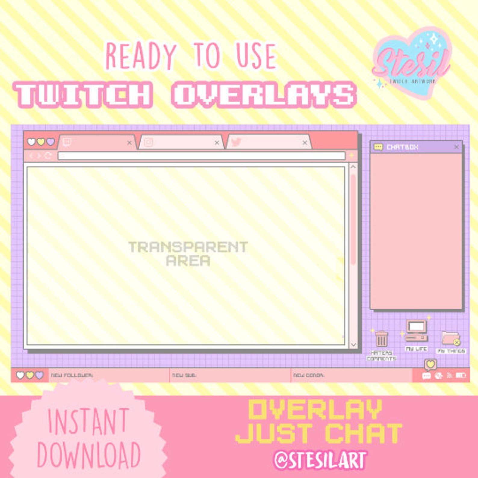 ANIMATED Twitch Stream Package / Web Browser / Aesthetic / 90s ...