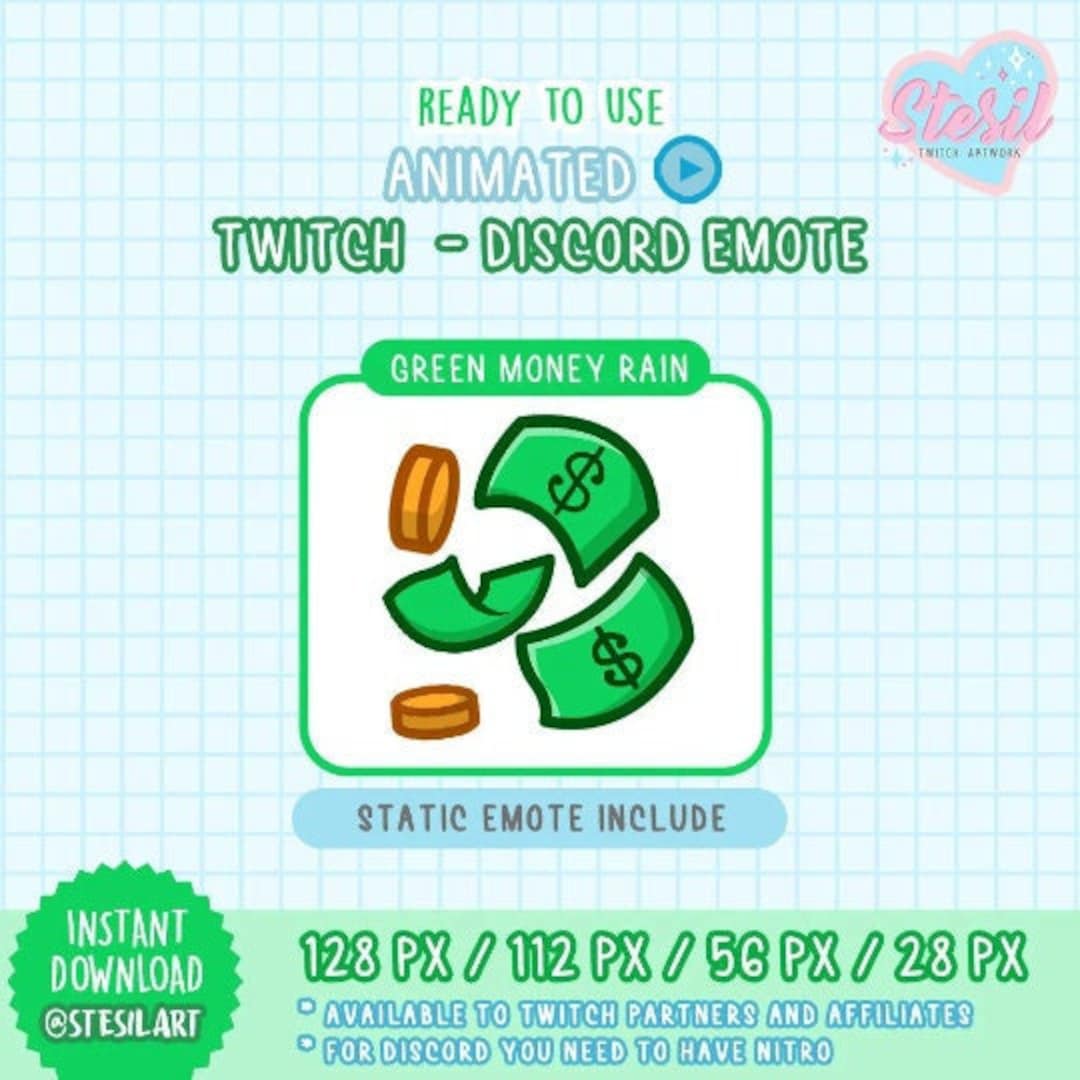 ANIMATED Twitch and Discord Emote / Money Rain / GREEN Color / Dollar ...