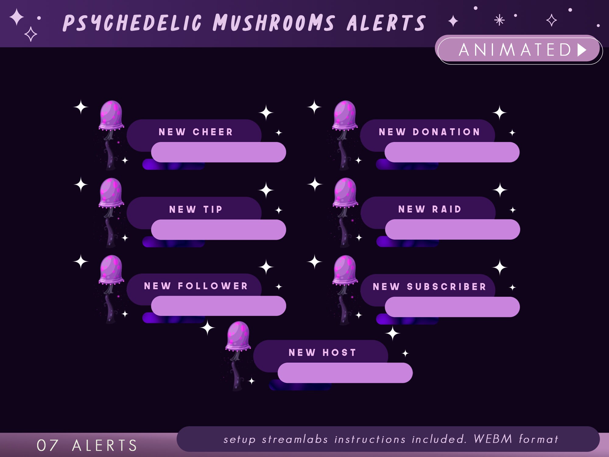 ANIMATED Twitch Stream Package / Psychedelic Mushrooms Theme / Overlays ...