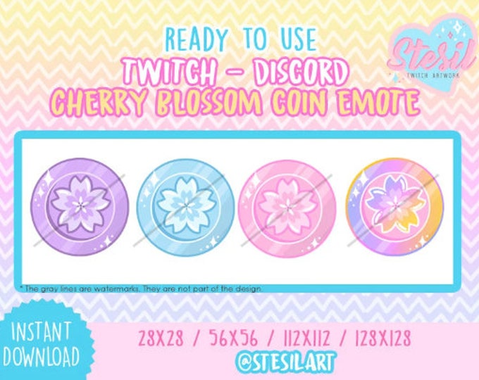 Twitch and Discord Emotes 04 Pack / Cherry Blossom Coin / Sakura ...