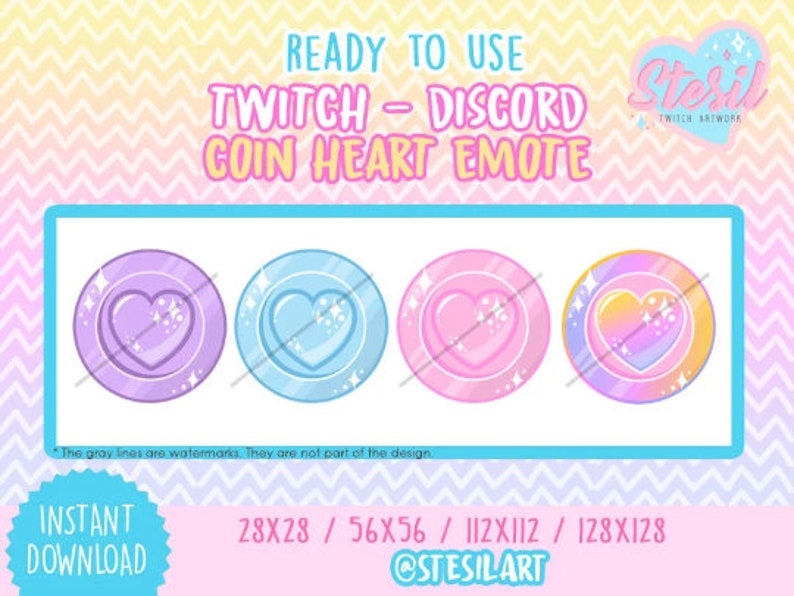 Twitch and Discord Emotes 04 Pack / Coin Heart / Channel Point / Kawaii ...