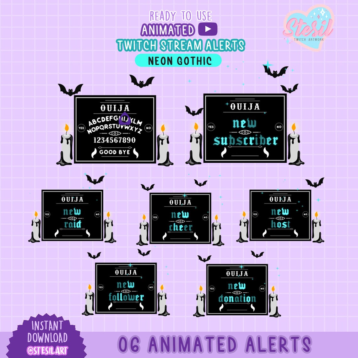 ANIMATED Twitch Stream Package / Neon Gothic Theme / Esoteric / Magic ...