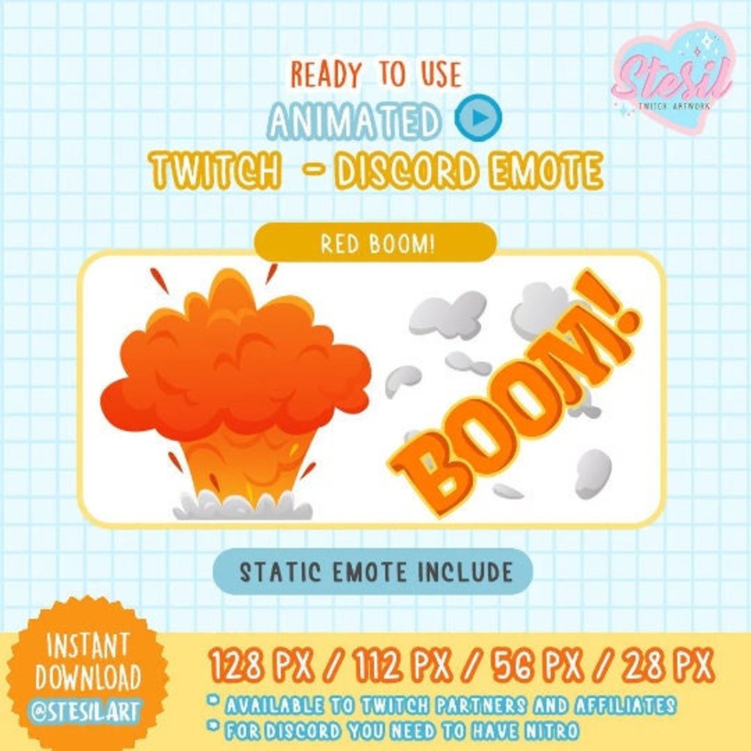 Animated and Static Twitch - Discord Emote / BOOM / RED Color / Love ...