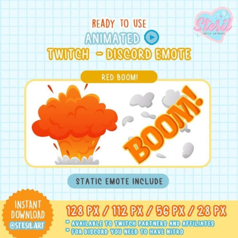 Animated and Static Twitch - Discord Emote / BOOM / RED Color / Love ...