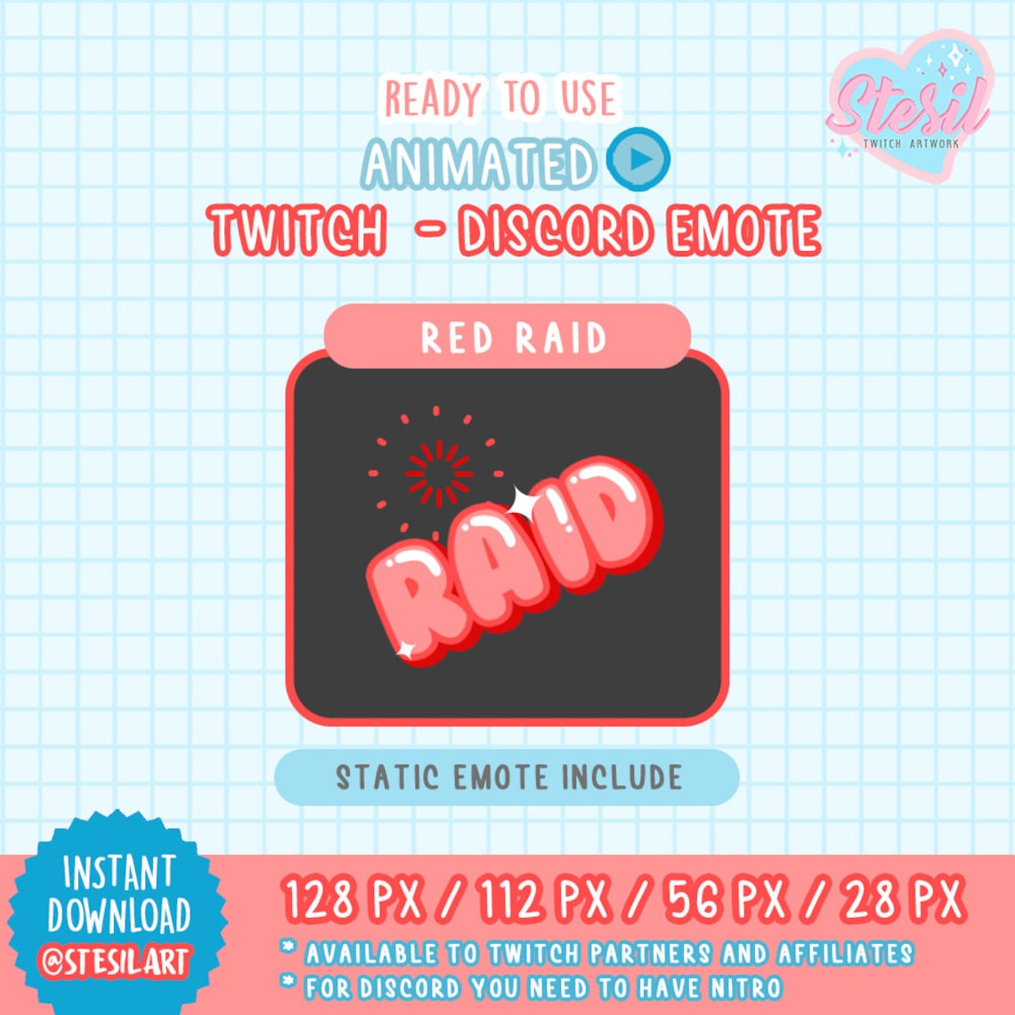 ANIMATED Twitch and Discord Emote / Raid Sparkle / Blue Color / Love ...