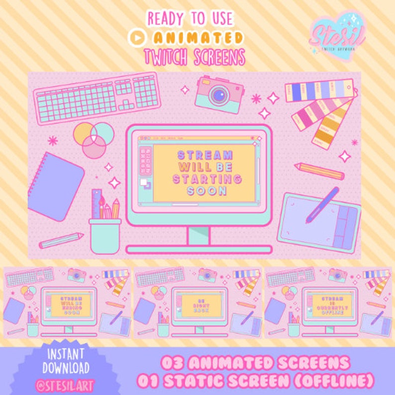 ANIMATED Twitch Stream Package / Graphic Design Theme / Aesthetics ...