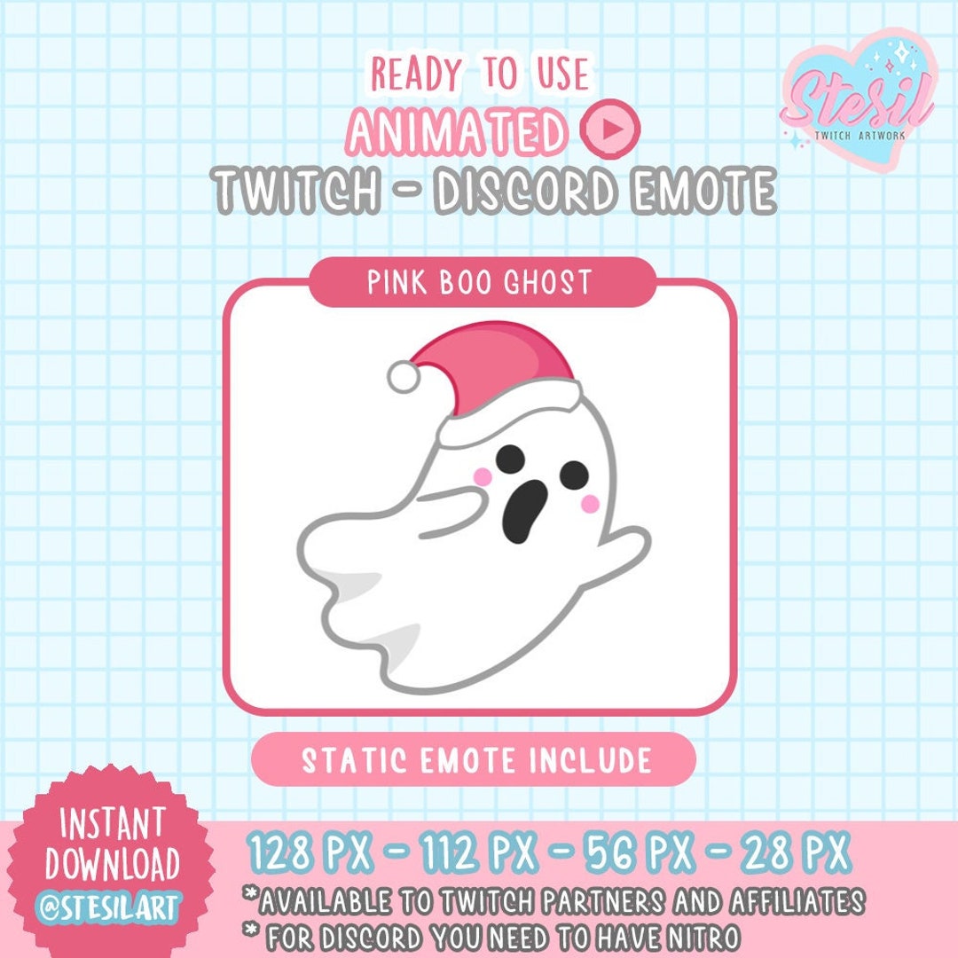 01 ANIMATED Twitch and Discord Emote / Pink Boo Ghost / Spooky / Xmas ...