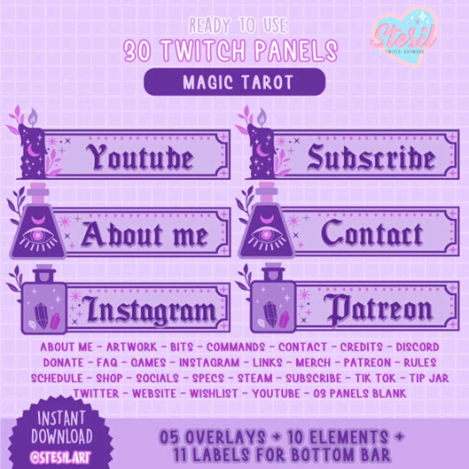 ANIMATED Twitch Stream Package / Magic Tarot Theme / Esoteric / Magic ...