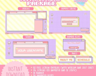 90s Retro Animated Twitch Overlay Package: Stream Overlays, Alerts ...