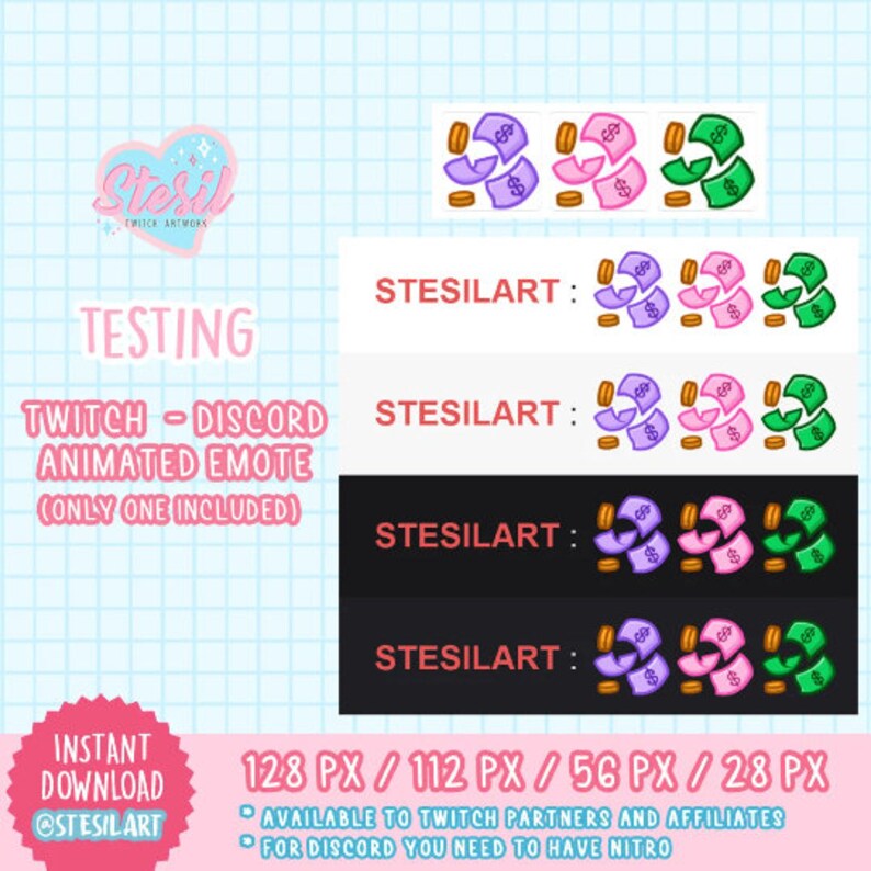 ANIMATED Twitch and Discord Emote / Money Rain / Pink Color / Dollar ...