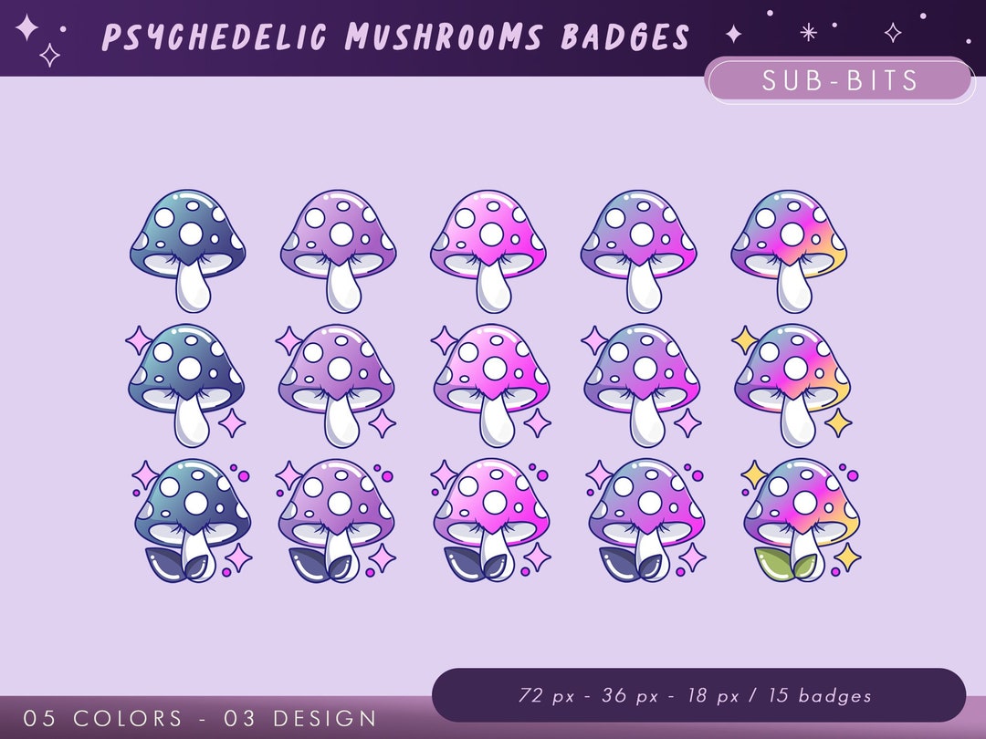 Twitch Sub Badges / Bit Badges / Psychedelic Mushrooms Theme / Purple ...