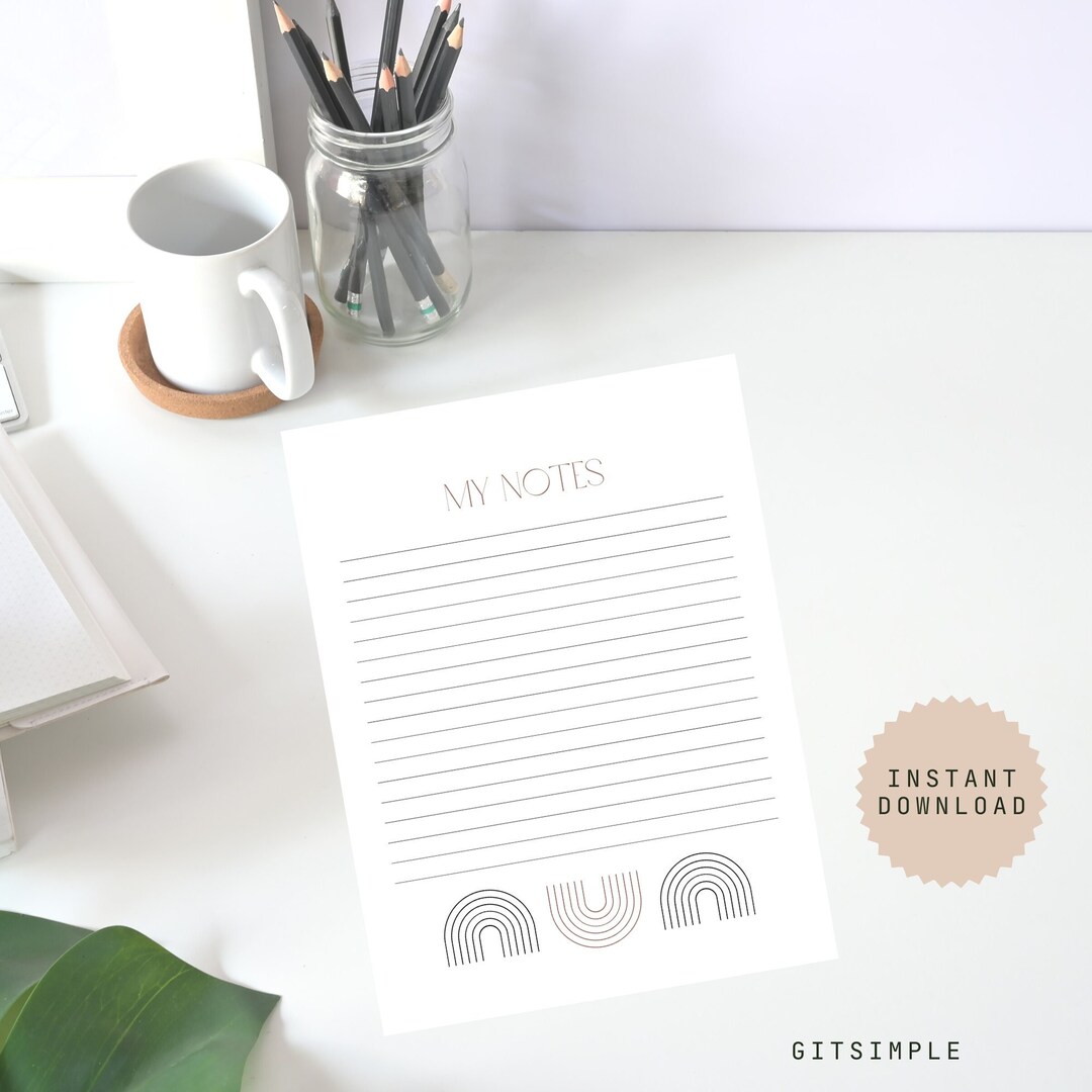 Notes Page Arches Decorative, Printable Notes, Lined Notes, Printable ...