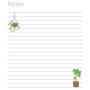 Notes Page Printable Plants, Notes Digital Download, Printable Lined ...