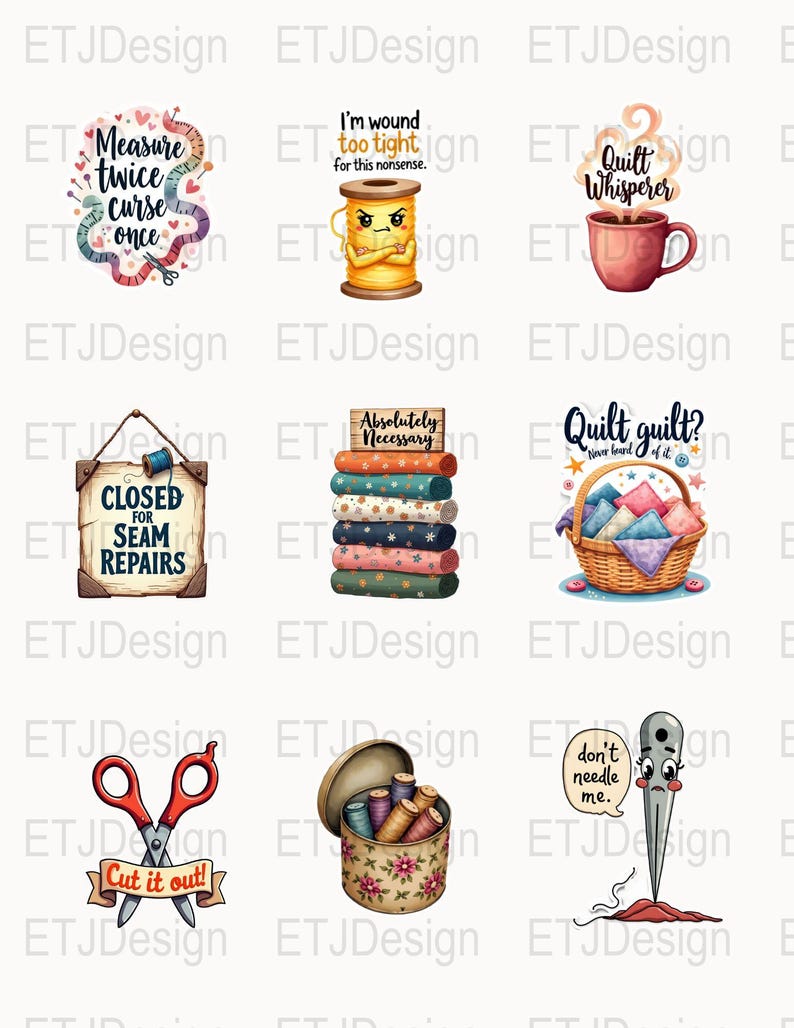 Humorous Sewing Quotes, Quilting Stickers, Sewing Stickers, Fabric ...