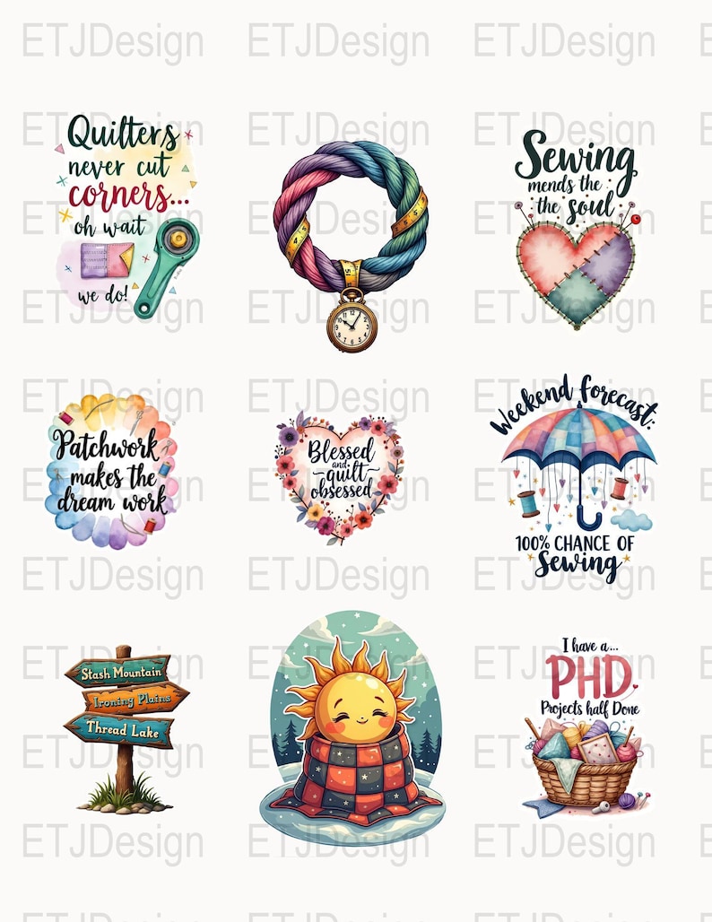 Funny Sewing Quotes Stickers, Quilting Lover PNG (printable) - Etsy