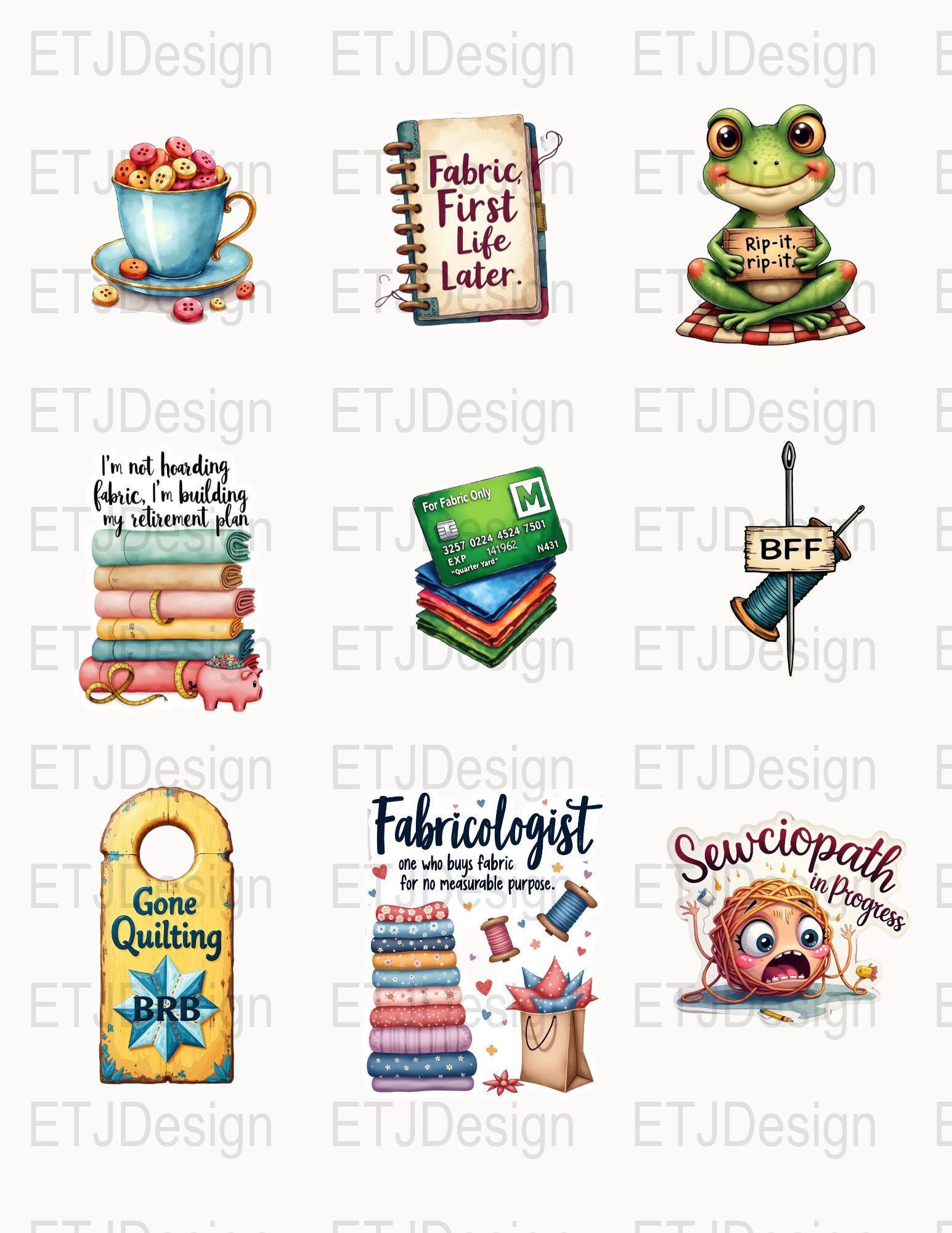 Humorous Sewing Quotes, Quilting Stickers, Sewing Stickers, Fabric ...