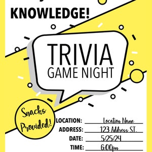 Flyer- Promote Your Trivia Game Night. - Etsy