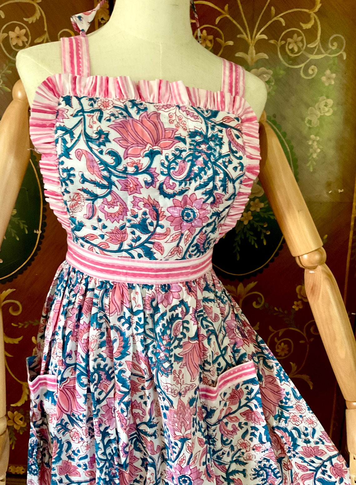 4pc Quilted Block-print Apron With Matching Bandana and Towel Set - Etsy