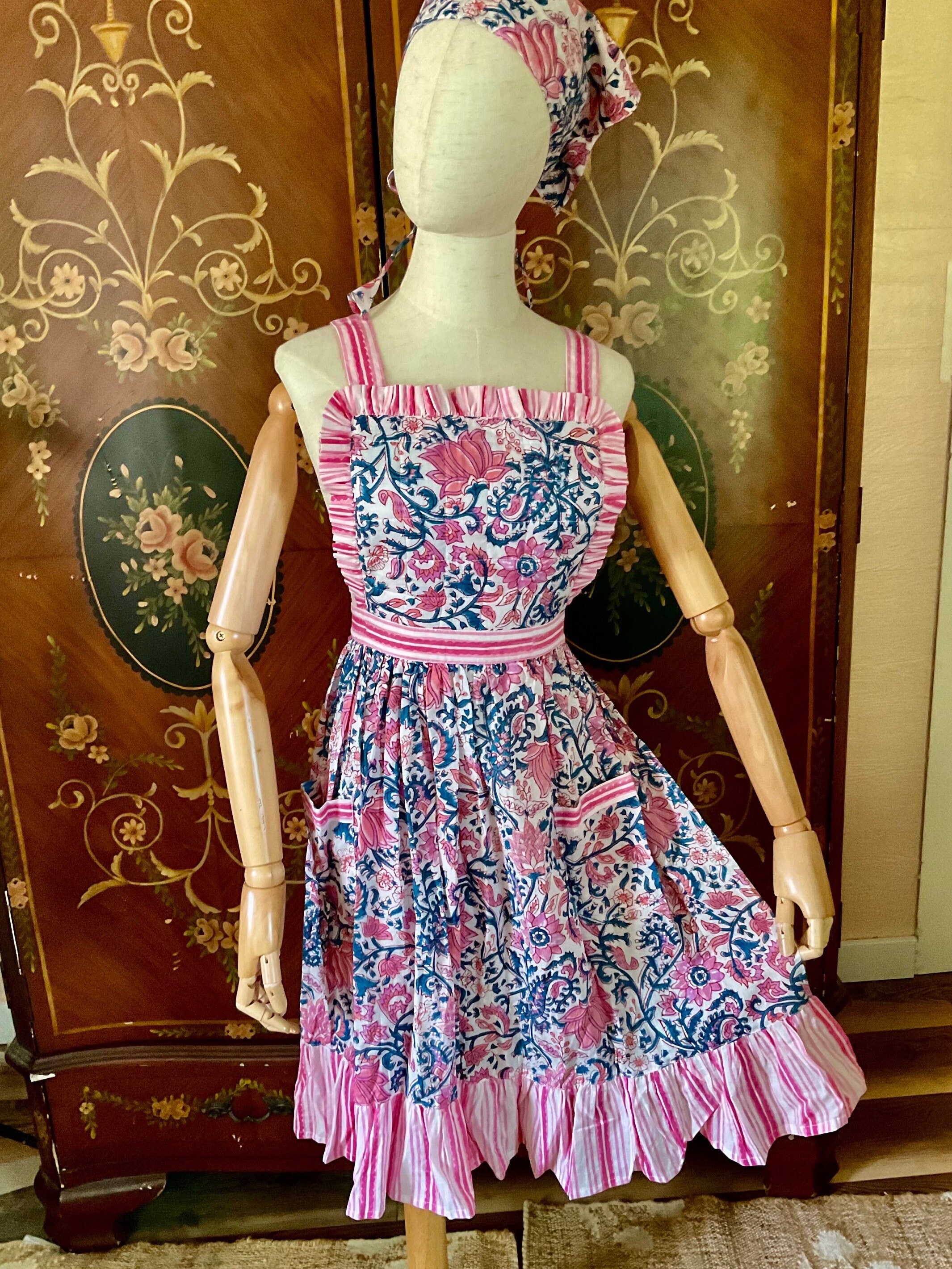 4pc Quilted Block-print Apron With Matching Bandana and Towel Set - Etsy