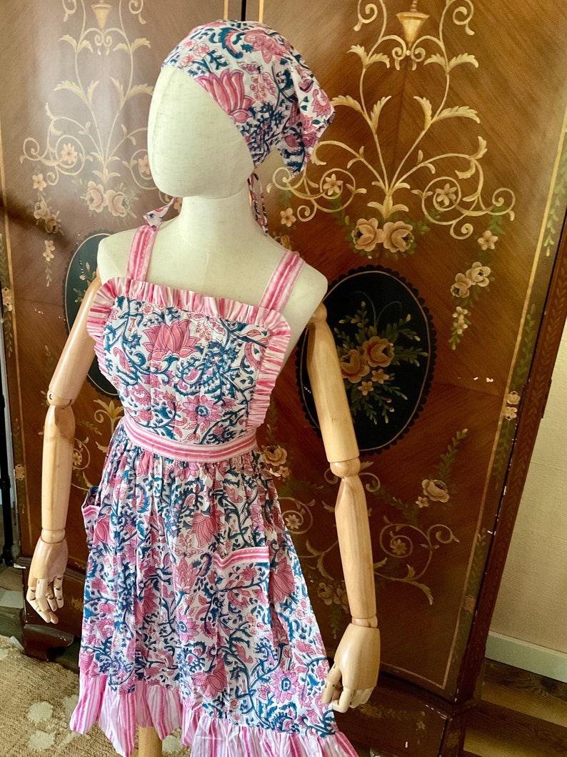 4pc Quilted Block-print Apron With Matching Bandana and Towel Set - Etsy