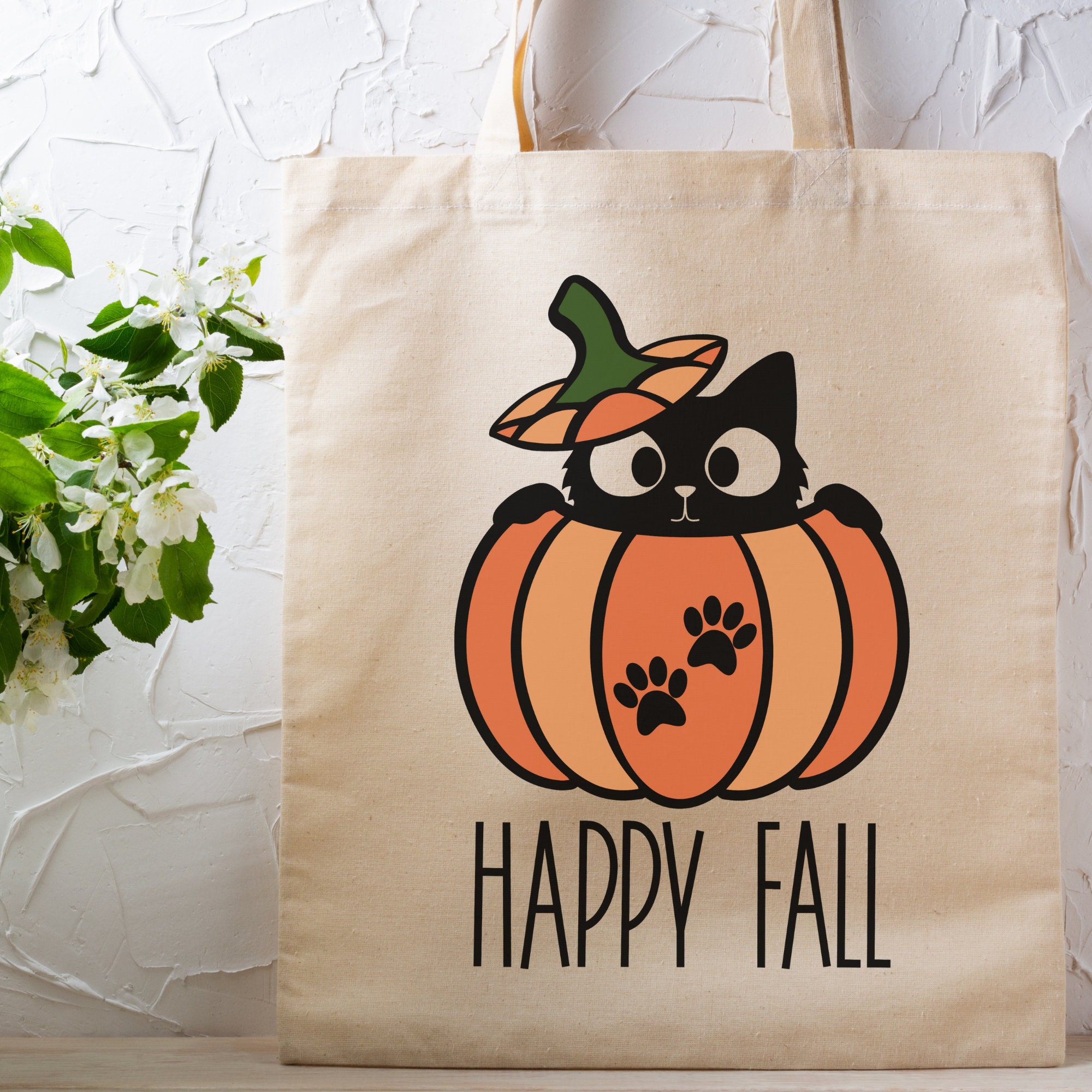 Happy Fall Cat Pumpkin Svg Png/ Happy Fall Svg Png/ Cat in Pumpkin Clip ...